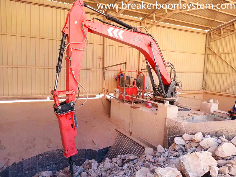 Fixed Pedestal Boom Rock Breakers System Successfully Installed In Open ...